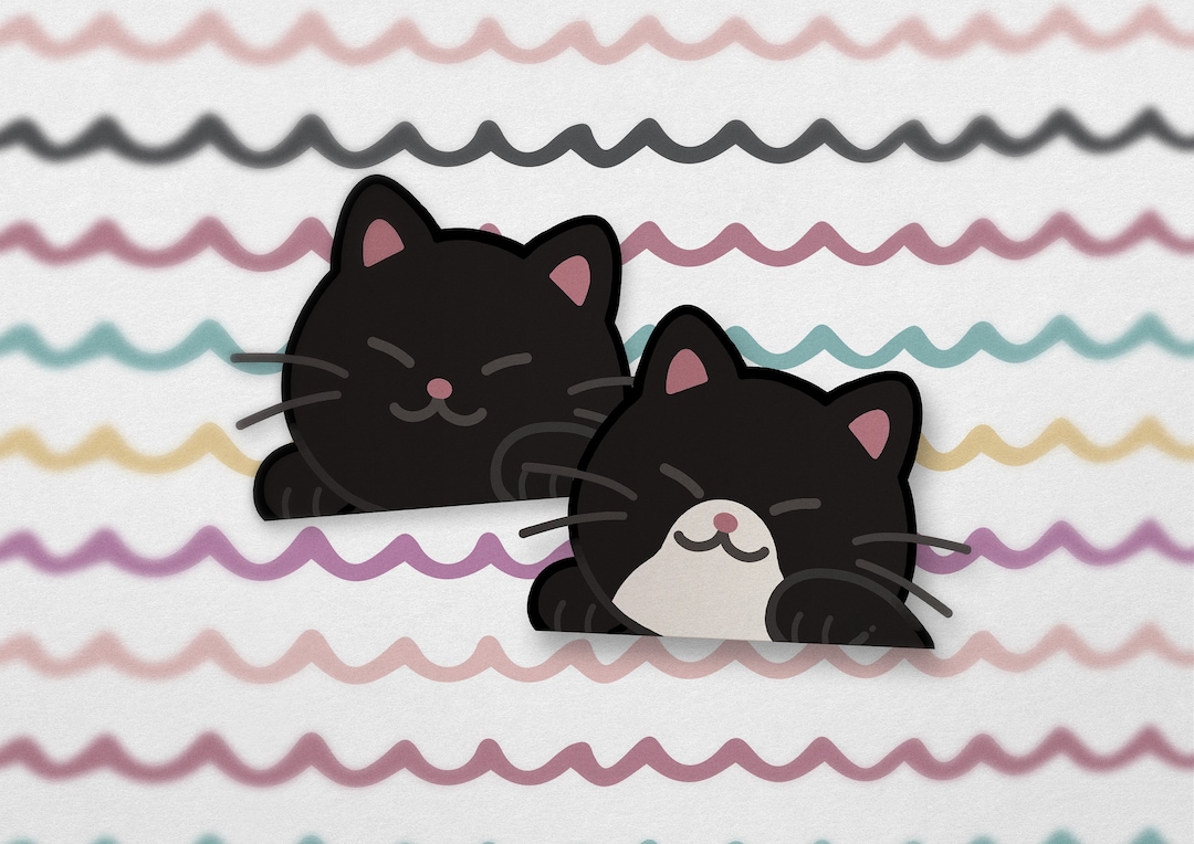 Black Cat Peeker Sticker | Tuxedo Cat Peeker Sticker | Car Window ...
