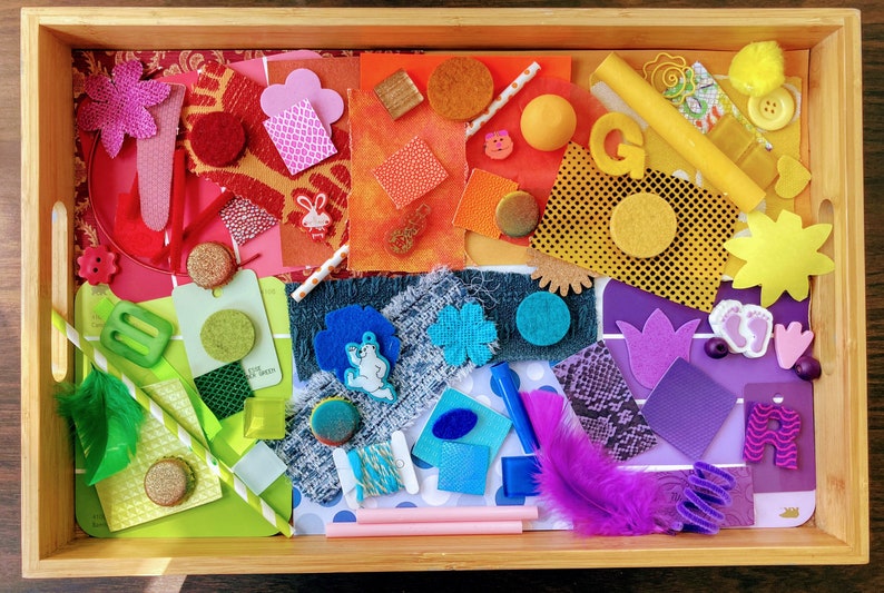 Preschool Collage Kit with Colorful Rainbow Materials | Etsy