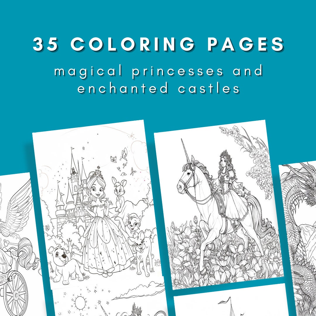 Magical Princesses and Enchanted Castles: 35 Whimsical Coloring Pages ...