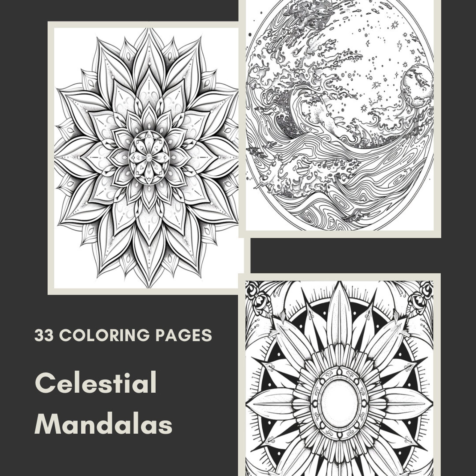 33 Page Coloring Book: Adults Coloring Book Celestial Mandalas - Etsy