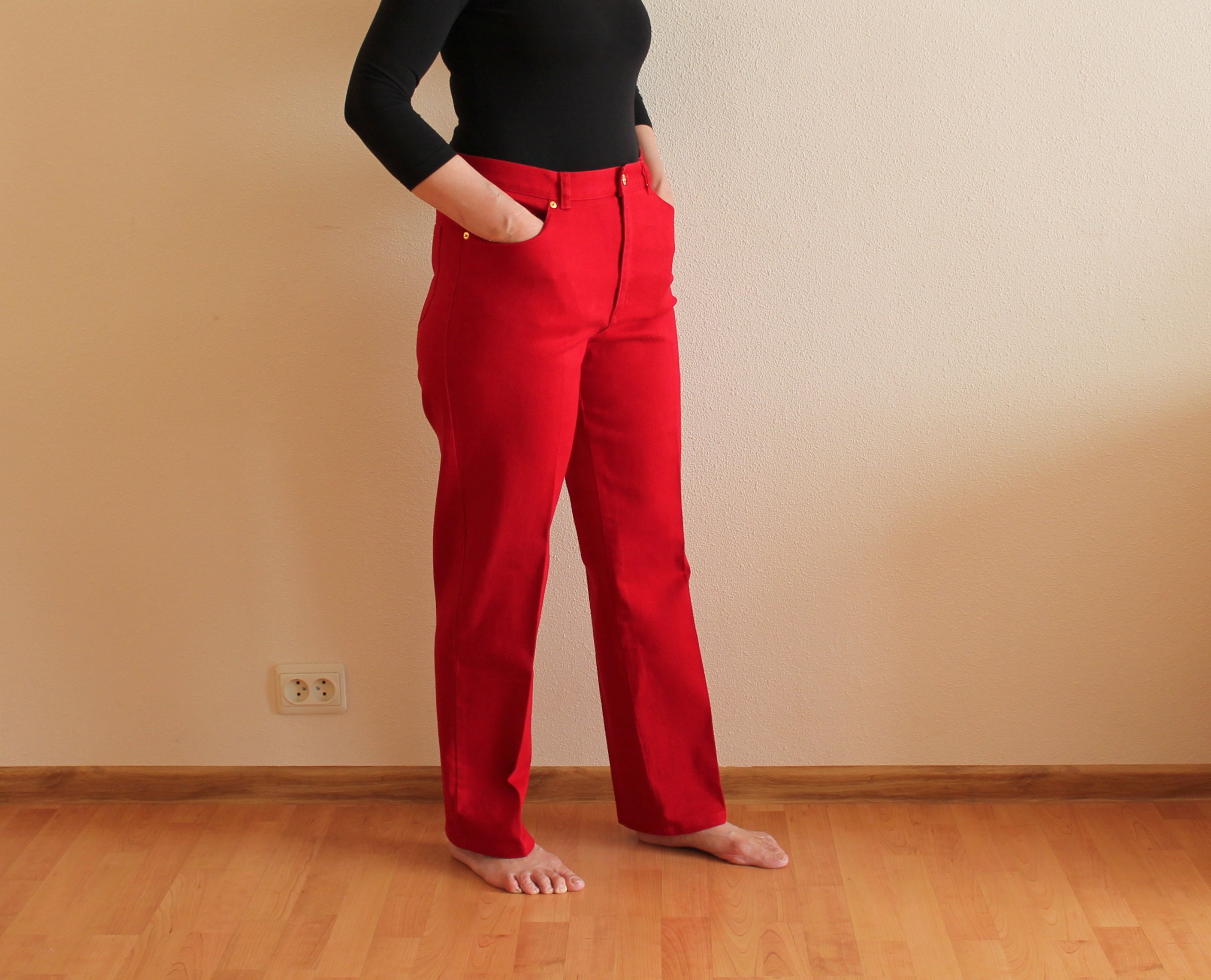 Ralph Lauren Pants Red Pants Red Women's Pants Red Denim Pants Denim ...