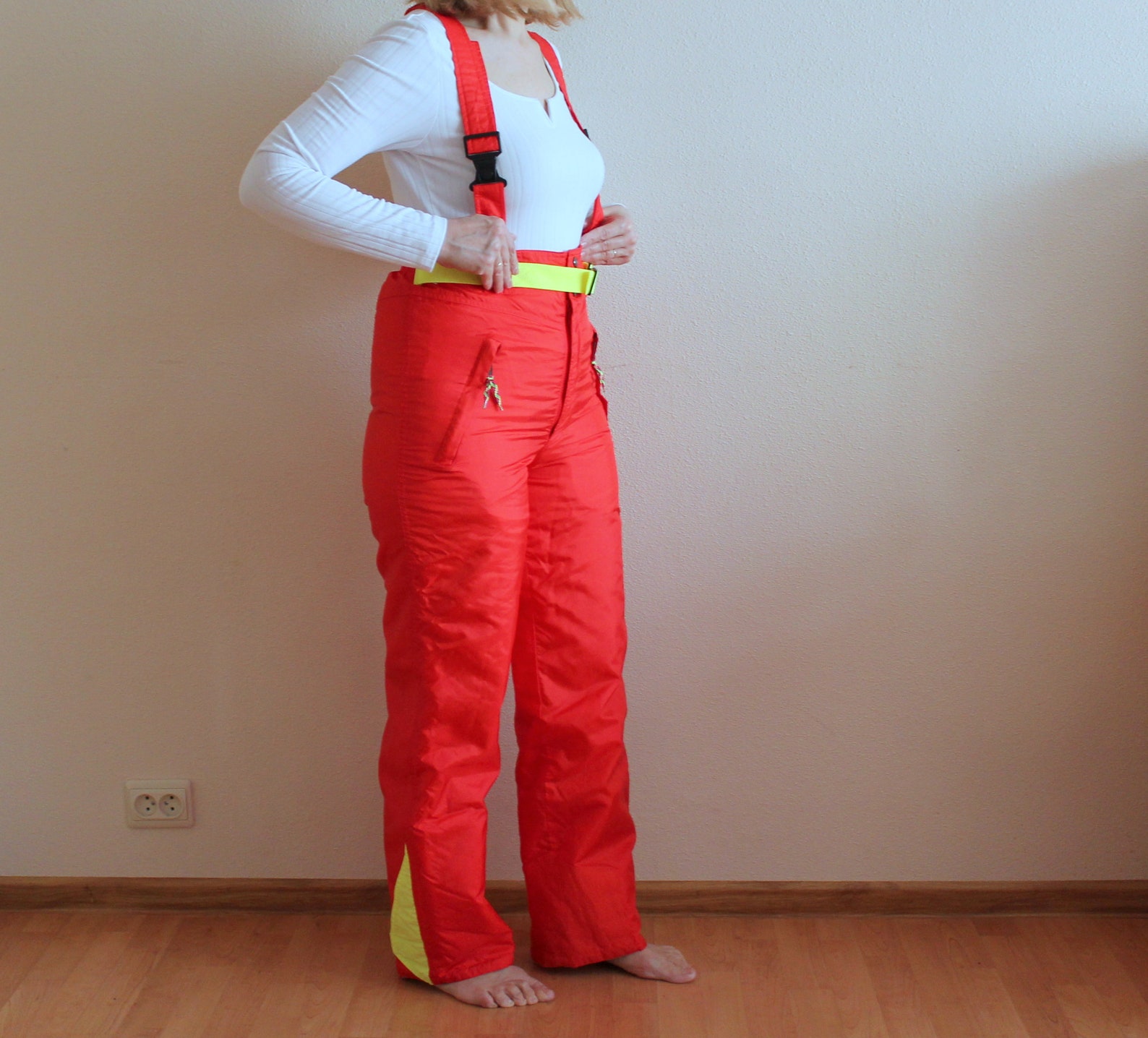 Red Ski Pants Vintage Ski Pants One Piece Ski Suit Retro Overalls ...