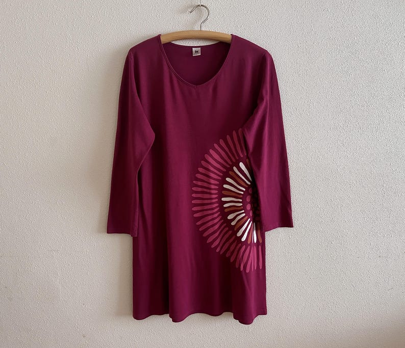 Vintage Nanso Dress Purple Dress Long Sleeve Cotton Blend Tunic Large ...