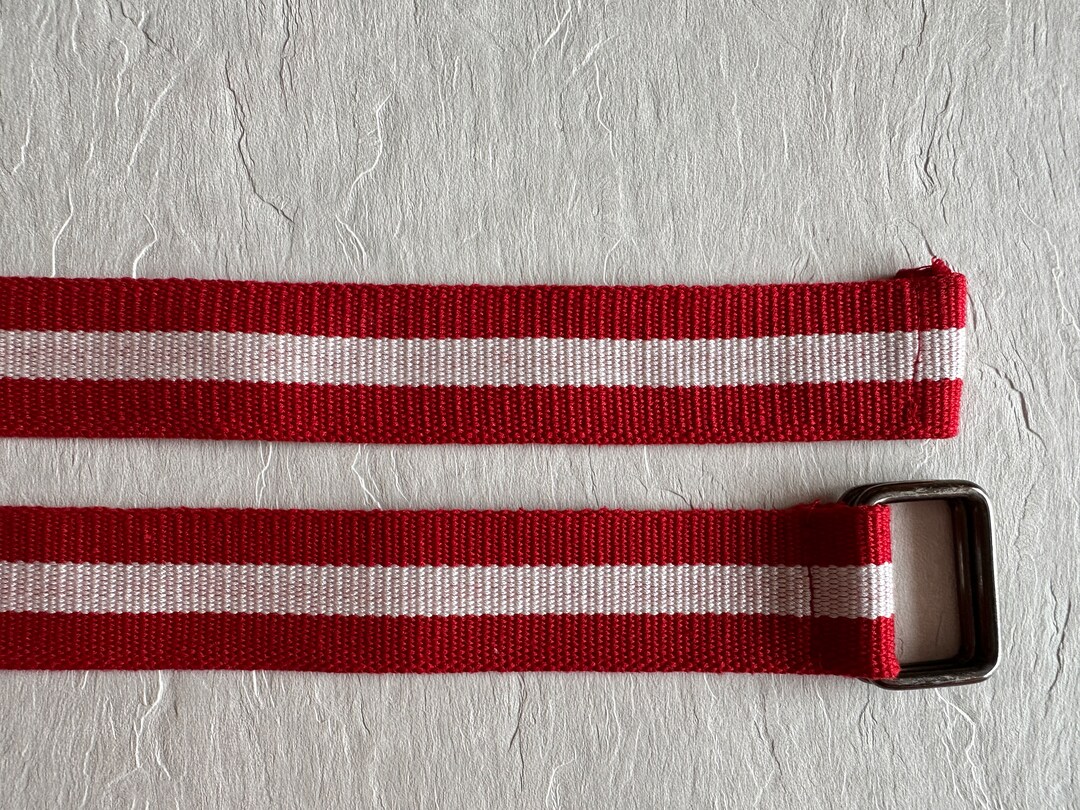 Canvas Belt Red White Belt Striped Cotton Belt Natural Vegan Woven Belt ...