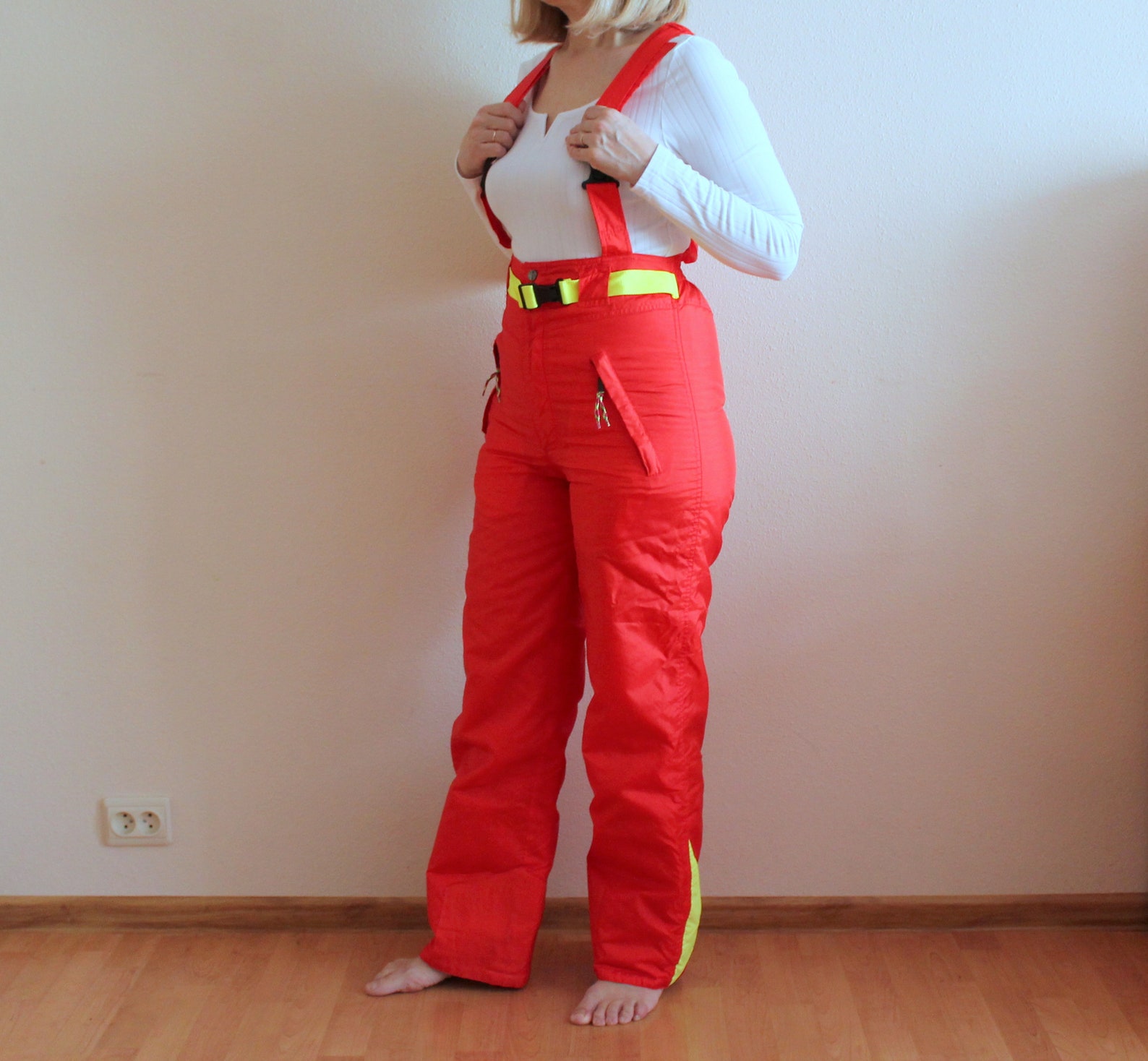 Red Ski Pants Vintage Ski Pants One Piece Ski Suit Retro Overalls ...