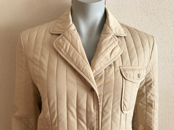 Beige Quilted Jacket Fitted Blazer Womens Outerwear P… - Gem