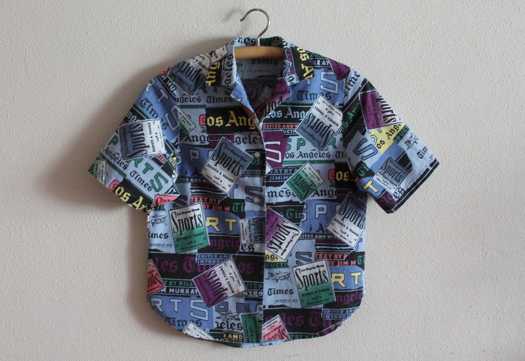 Newspaper Print Blouse Women's Shirt Colorful Vintage Womens Blouse ...