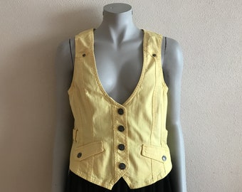 Yellow Denim Vest - Etsy