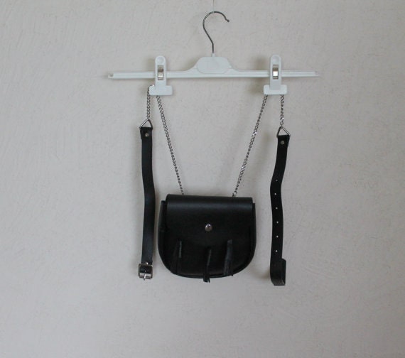 Sporran Black Leather Kilt Bag Scottish Style Bag Kilt Pouch Sporran ...