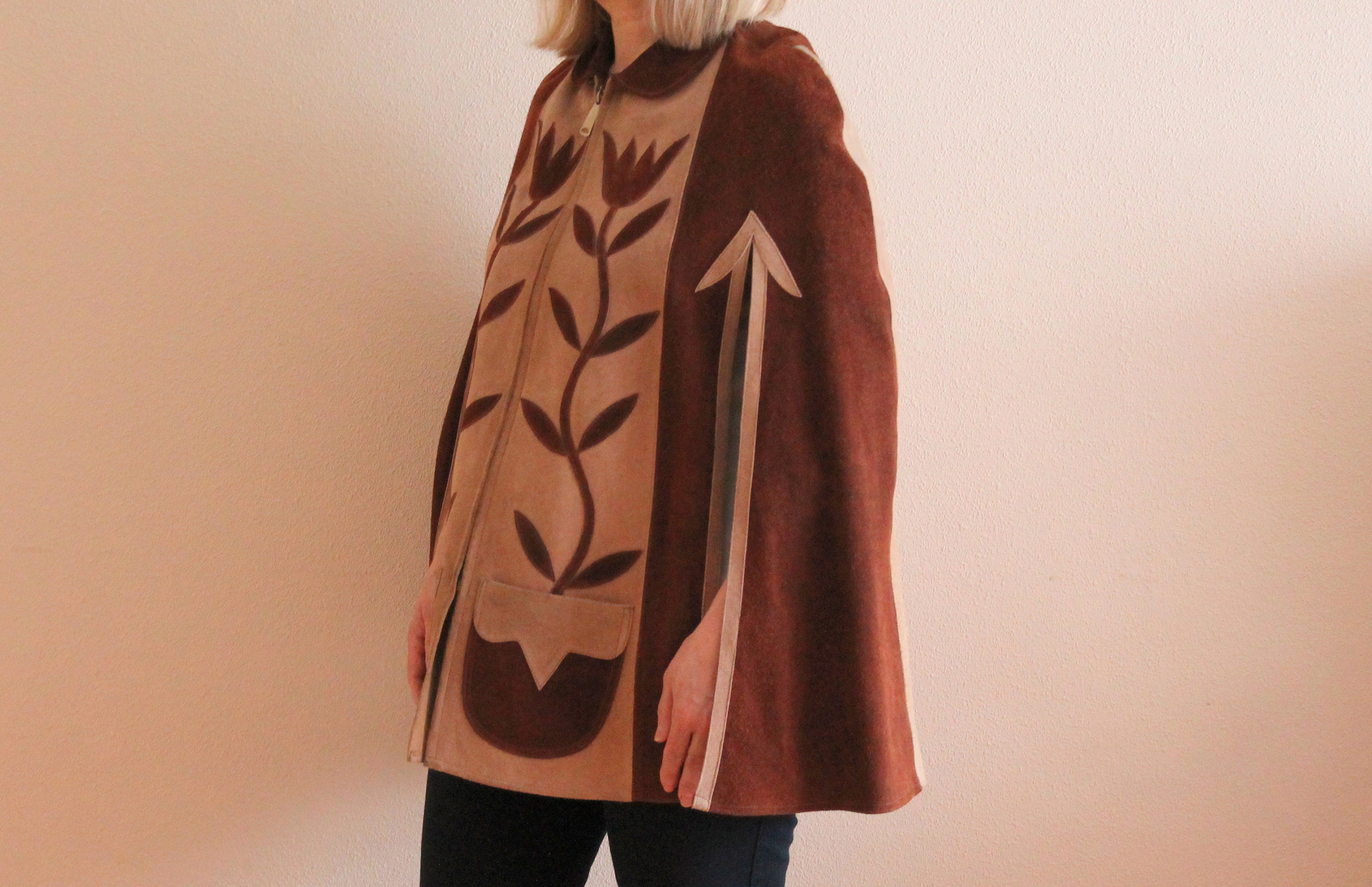 Mexican Cape Folk Wrap Cape Boho Ethnic Poncho Beige Brown - Etsy