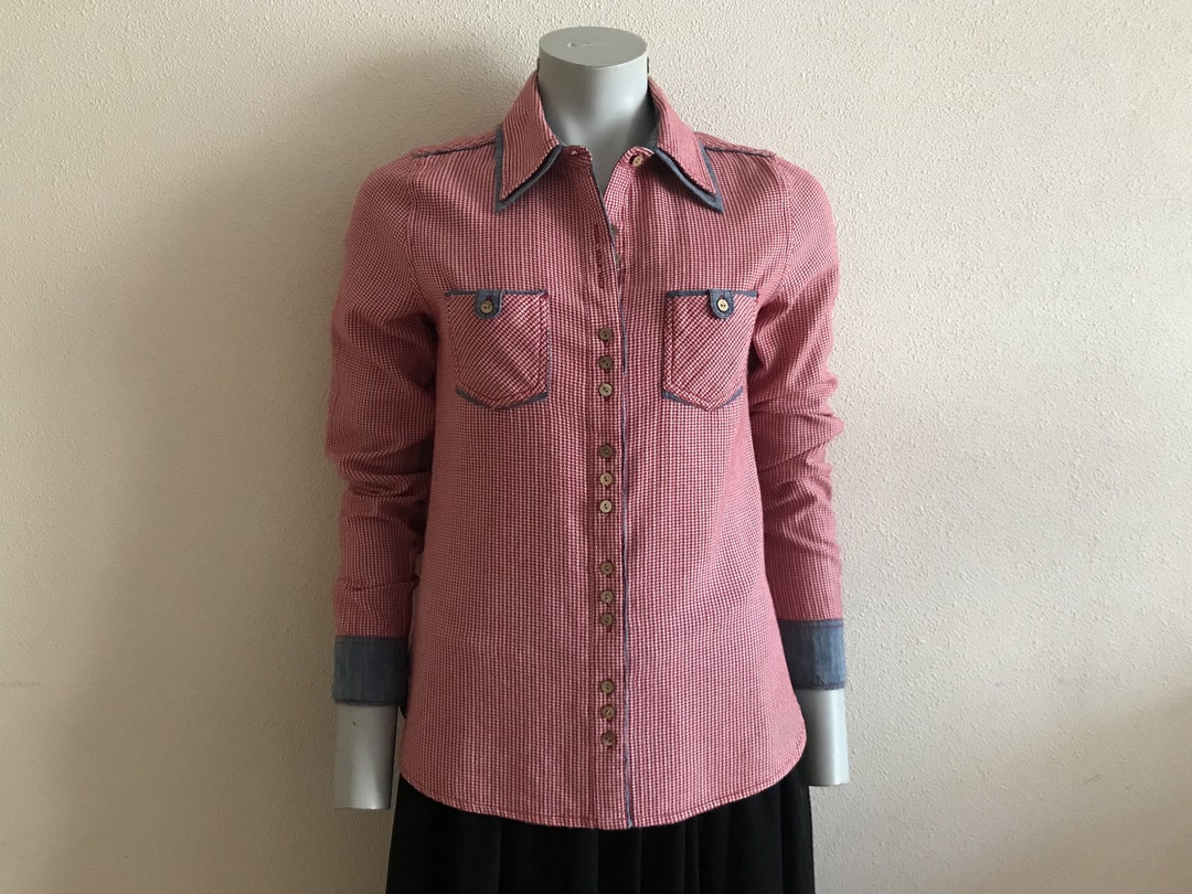 Camicetta Vintage Donna Camicetta Rosso Bianco Camicetta A - Etsy Italia