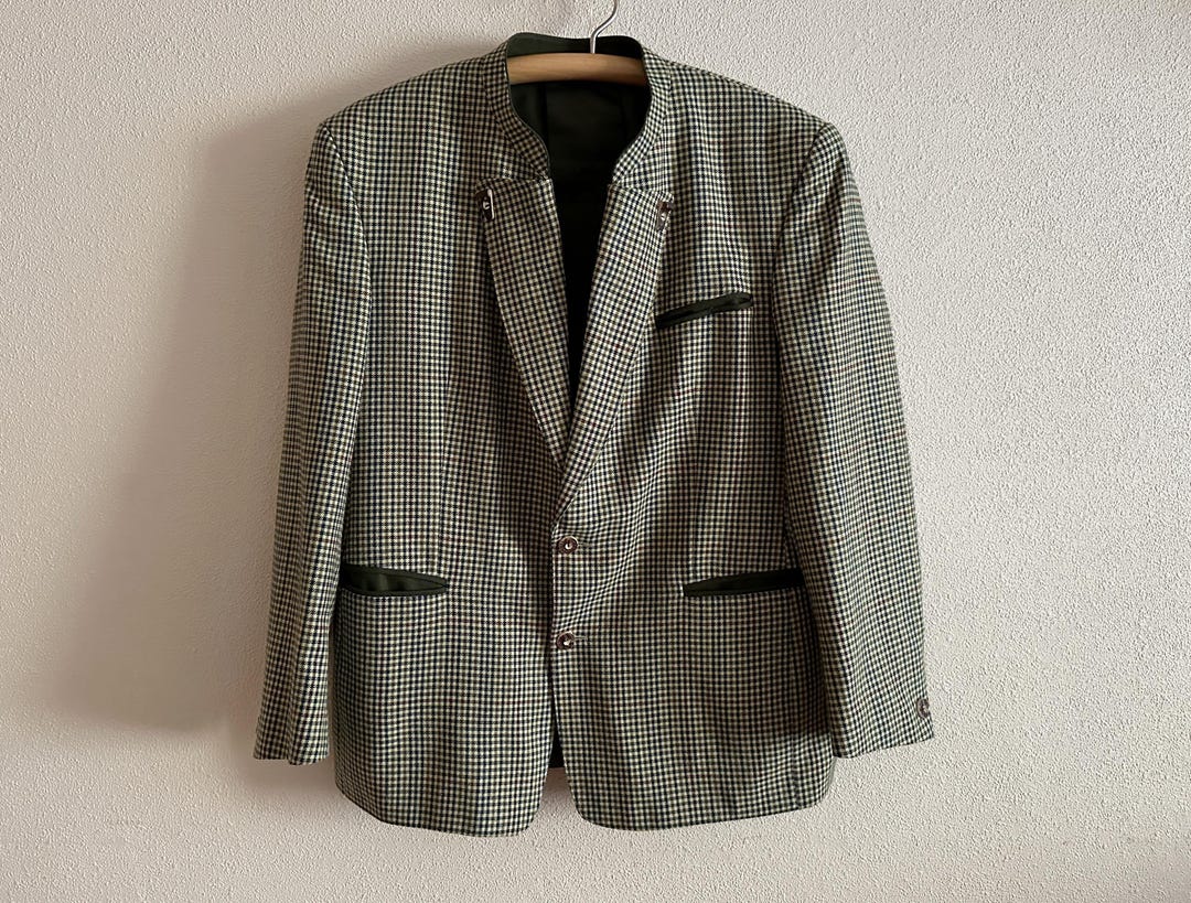 Vintage Austrian Trachten Jacket Traunsee Trachten Check Blazer Wool ...