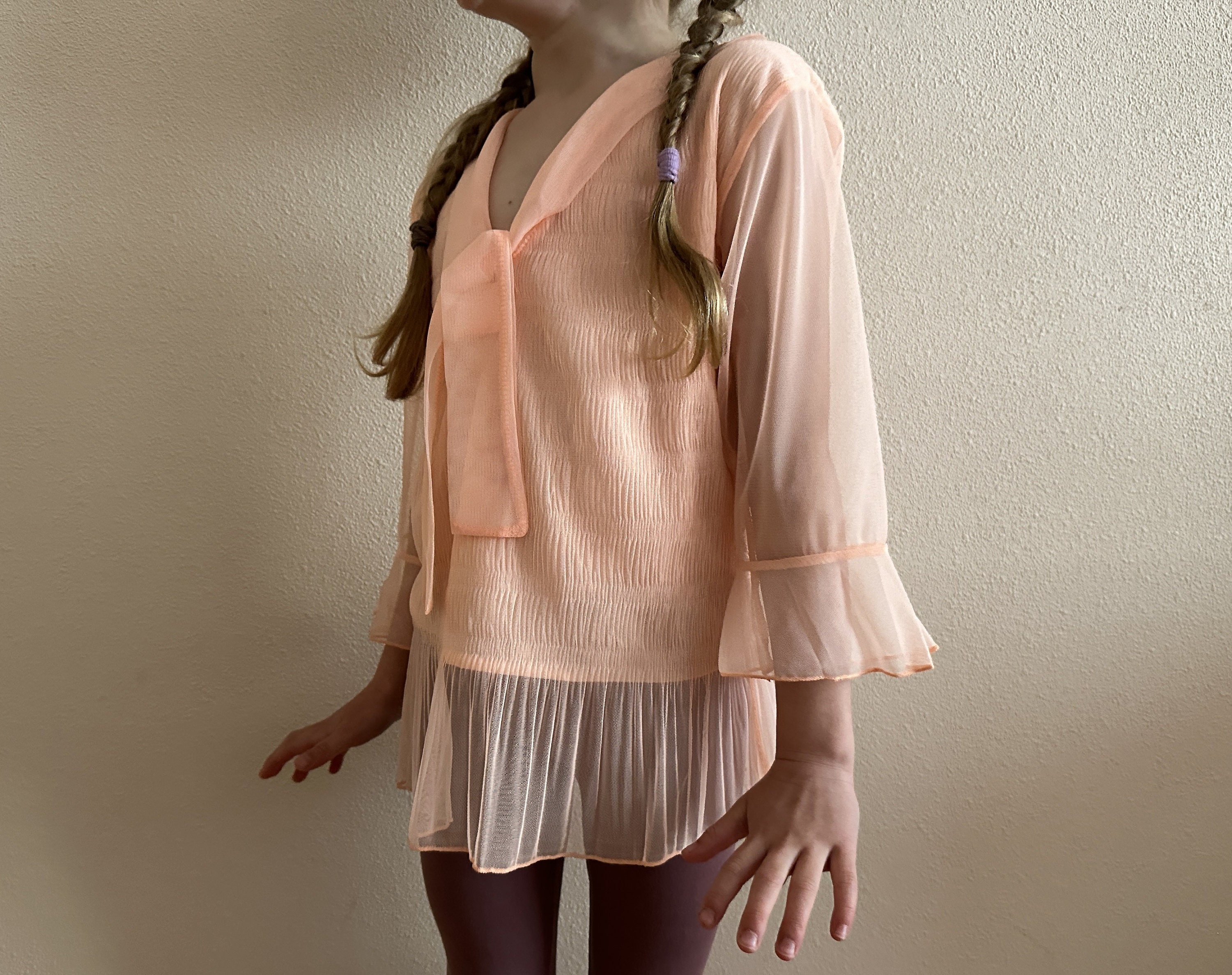 Girls Blouse Kids Sheer Blouse Sheer Girls Top Girl's Chiffon Blouse ...