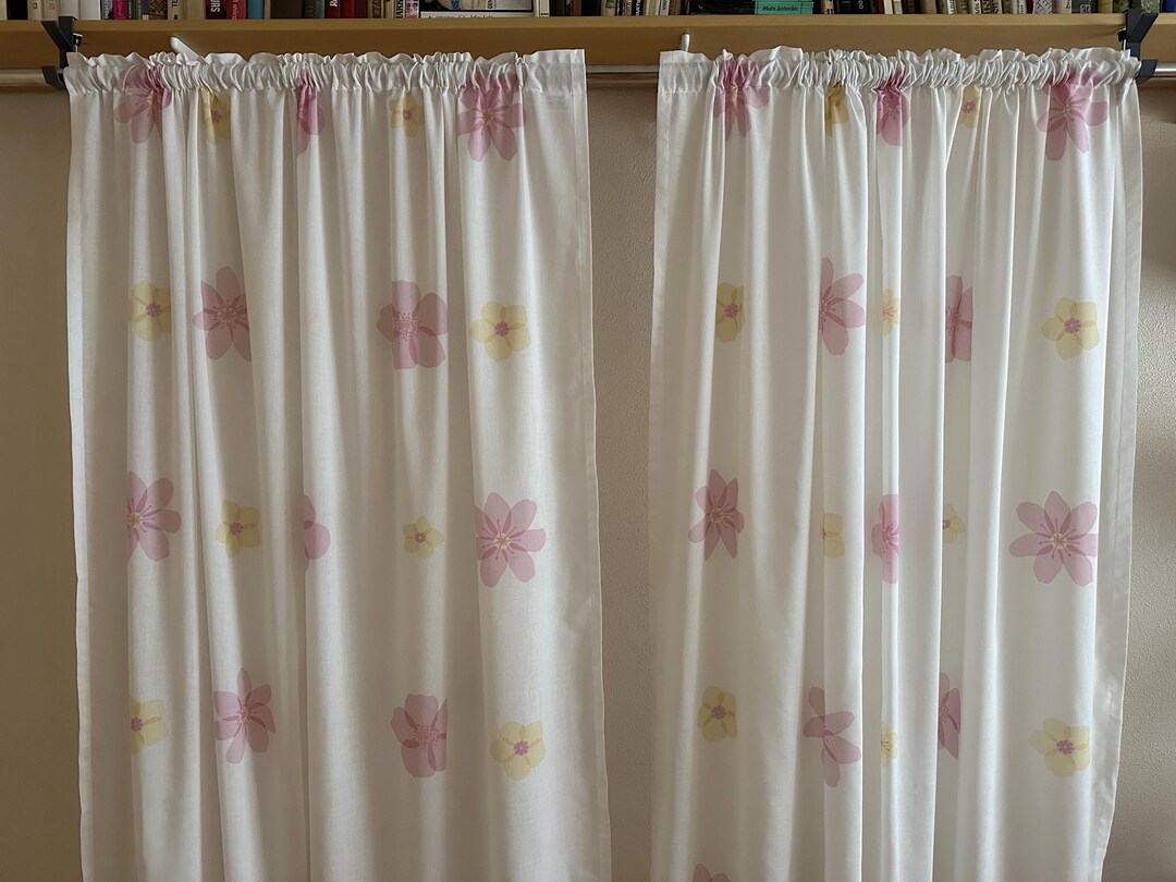 Set of 2 Finlayson Curtain Valance White Sheer Cotton Blend Window ...