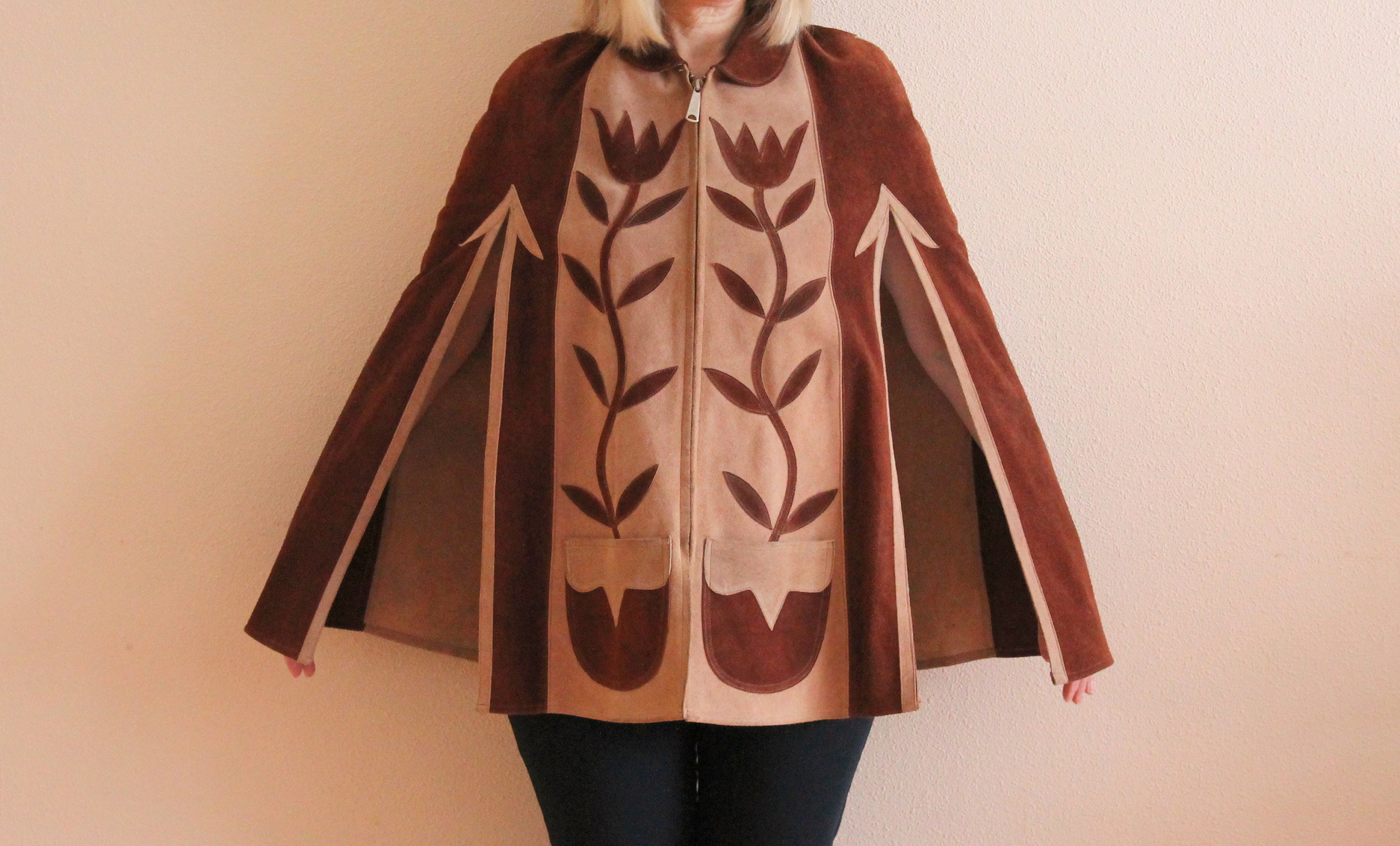 Mexican Cape Folk Wrap Cape Boho Ethnic Poncho Beige Brown - Etsy