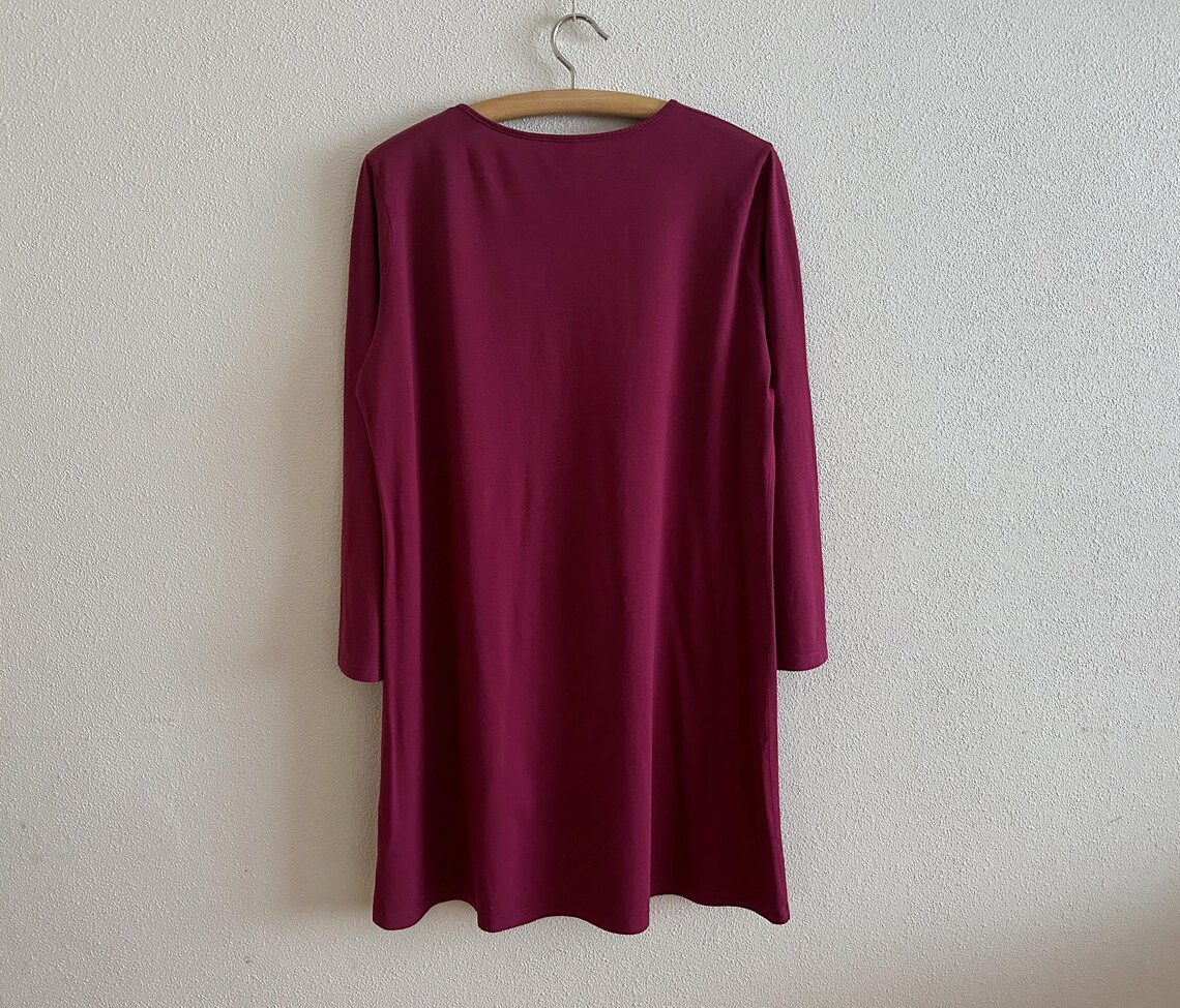 Vintage Nanso Dress Purple Dress Long Sleeve Cotton Blend Tunic Large ...