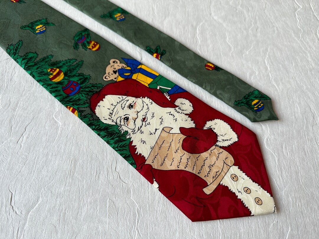 Christmas Neck Tie Santa Neck Tie Men's Neck Tie Green Neck Tie Suit ...