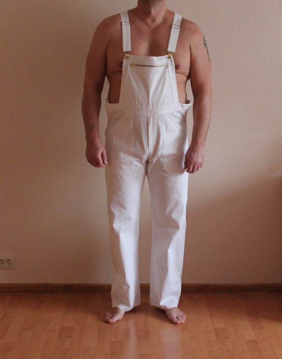 White Overalls Vintage Work Overalls White Jumpsuit W… - Gem