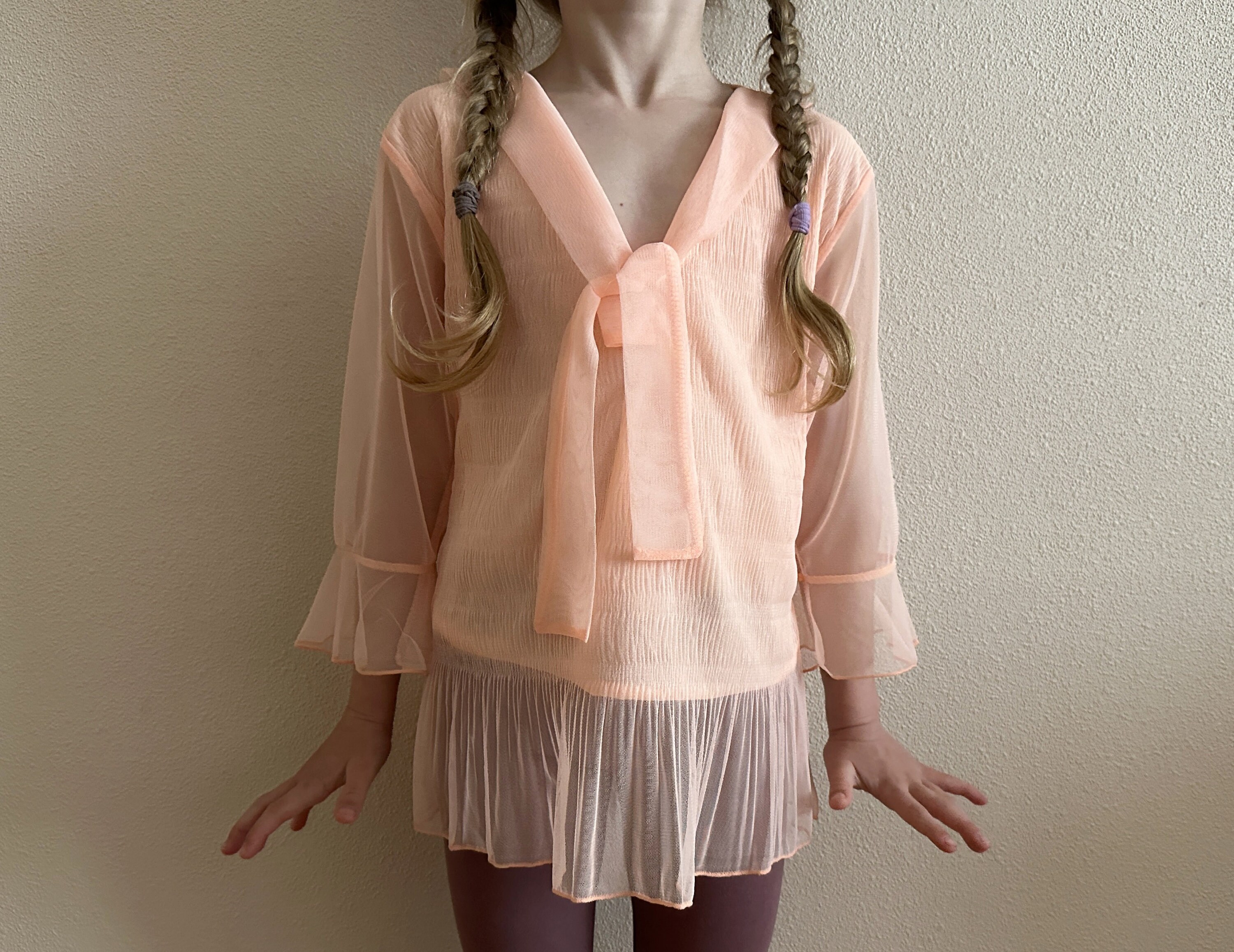 Girls Blouse Kids Sheer Blouse Sheer Girls Top Girl's Chiffon Blouse ...