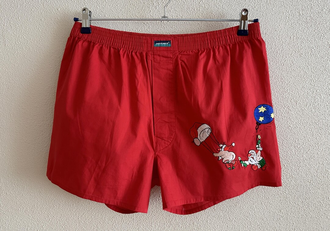 Mariner Christmas Boxer Shorts Vintage Holiday Pajama Shorts Red Cotton ...