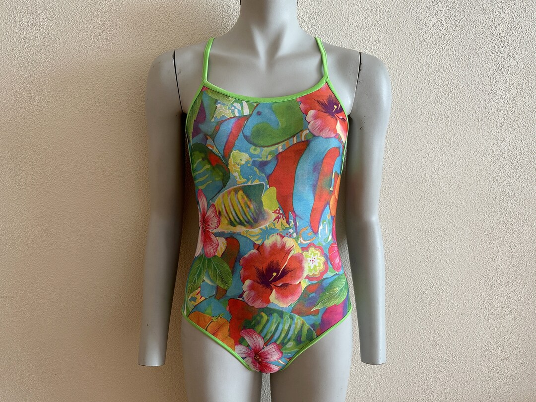Vintage Speedo One Piece Swimsuit Flower Print Swimwear Swimming Suits ...