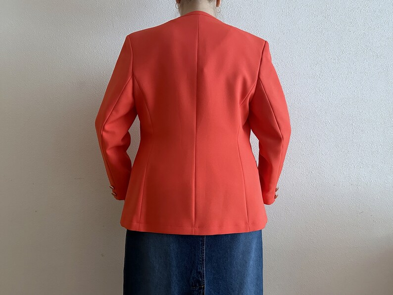 Women's Jacket Red Jacket Coral Red Vintage Blazer Ladies Jacket Women ...