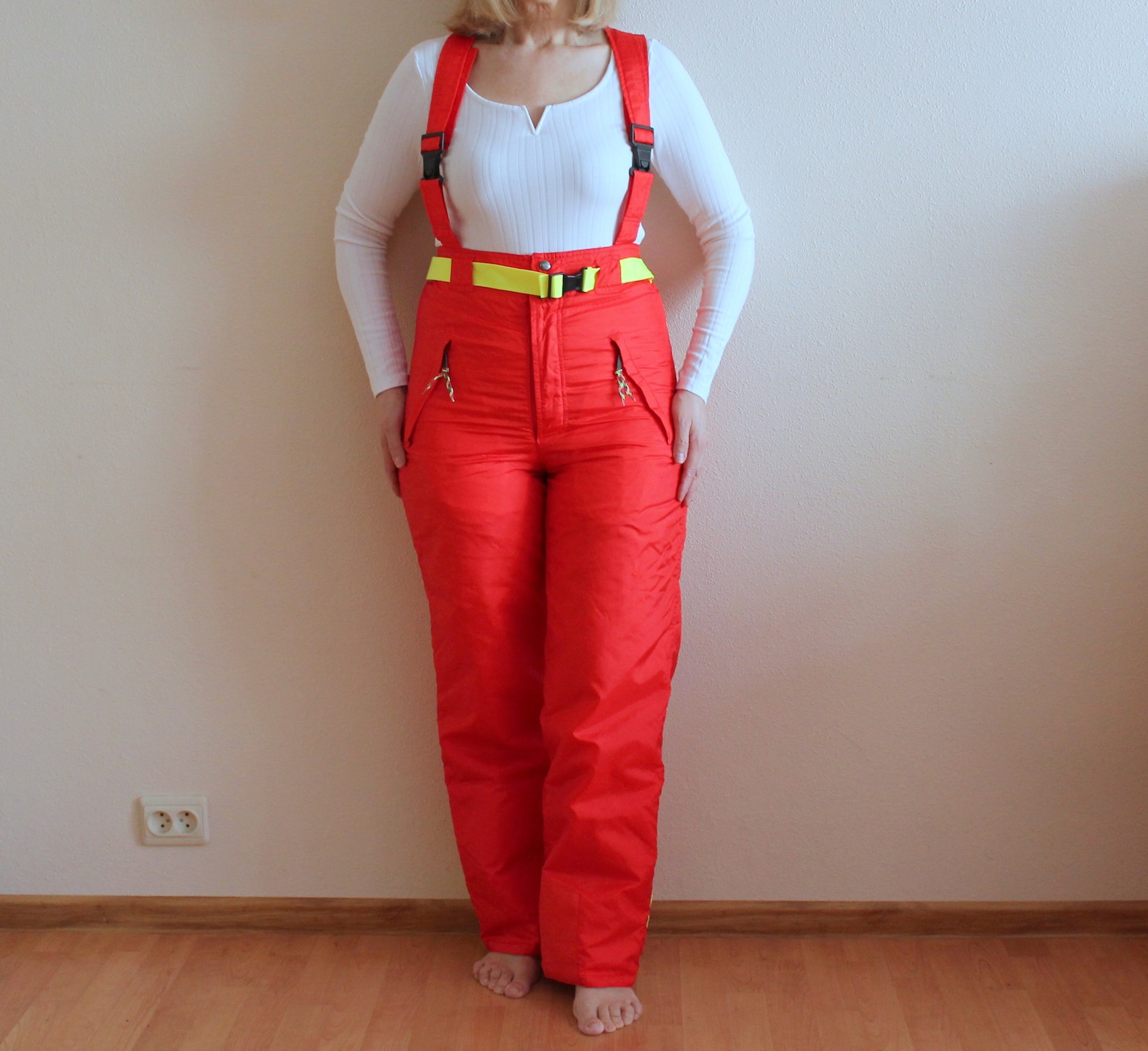 Red Ski Pants Vintage Ski Pants One Piece Ski Suit Retro Overalls ...