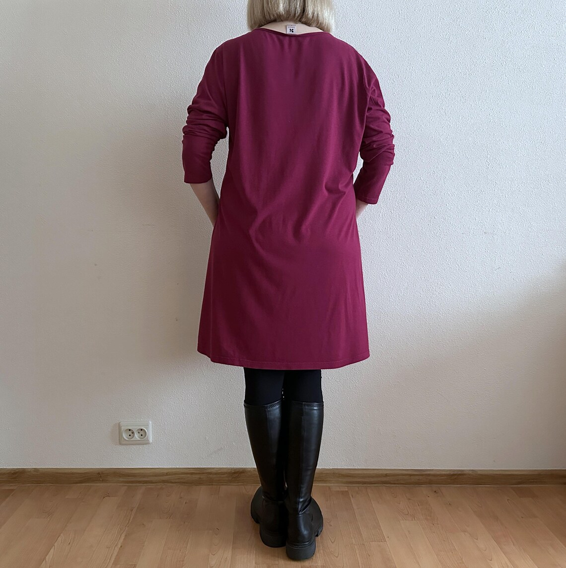 Vintage Nanso Dress Purple Dress Long Sleeve Cotton Blend Tunic Large ...