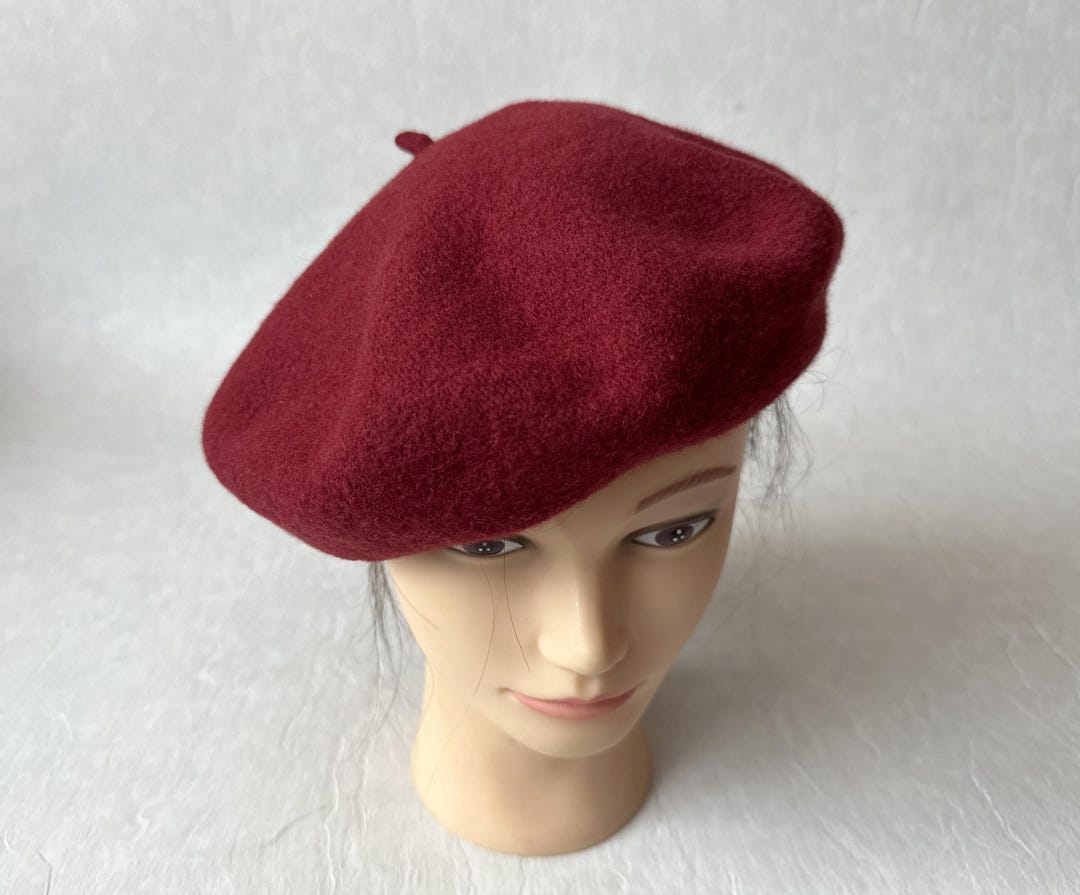 Vintage FEZKO Burgundy Wool Beret 100% Wool Made in Czech Republic ...