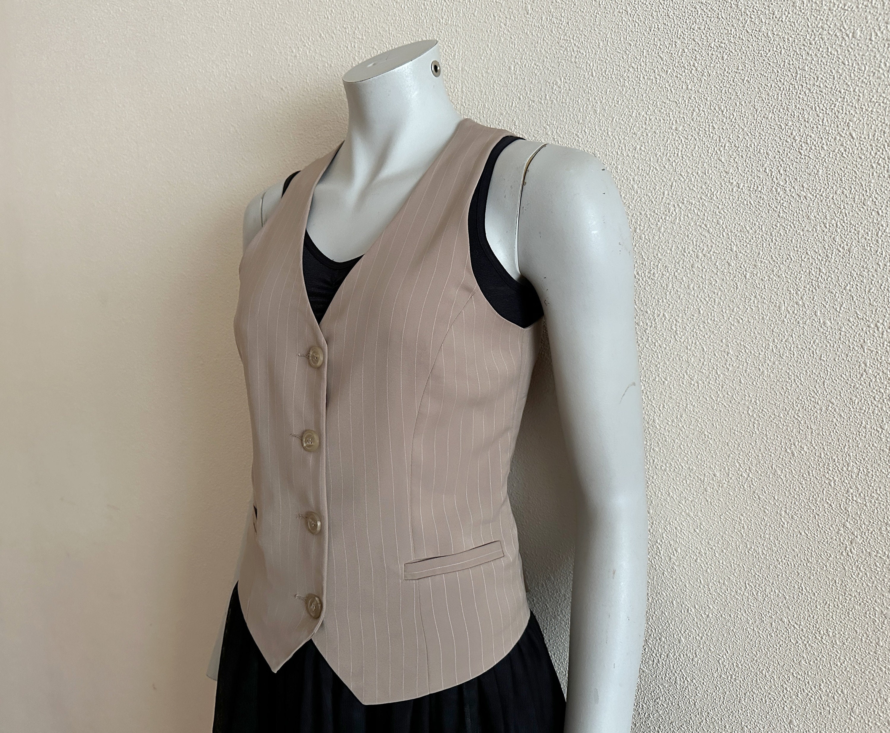Women's Vest Beige Vest Beige Women Vest Romantic Fitted Waistcoat ...