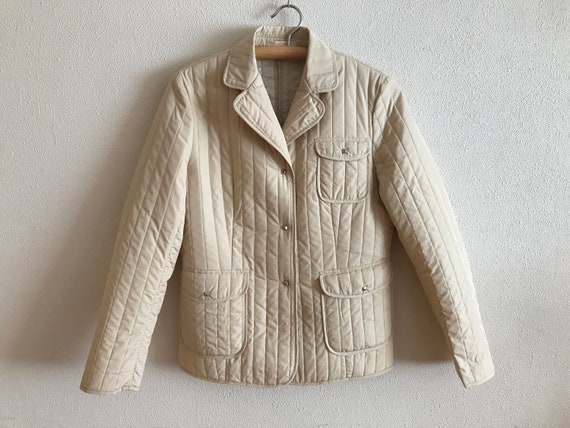 Beige Quilted Jacket Fitted Blazer Womens Outerwear P… - Gem