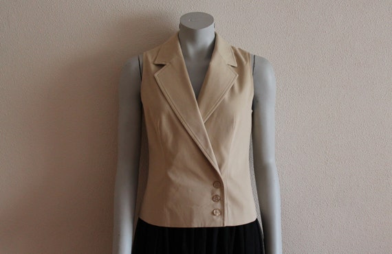 Women's Vest Beige Vest Beige Women Vest Romantic Fitted | Etsy