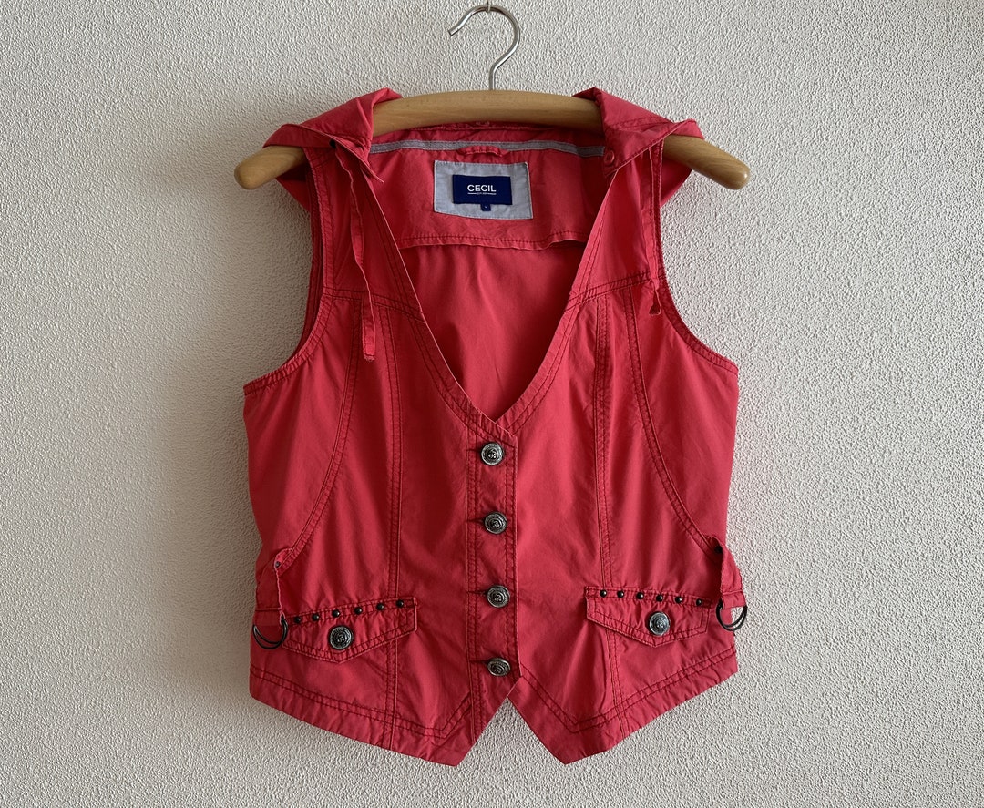 Women's Vest Red Cotton Vest Red Women Waistcoat Classic Hooded - Etsy