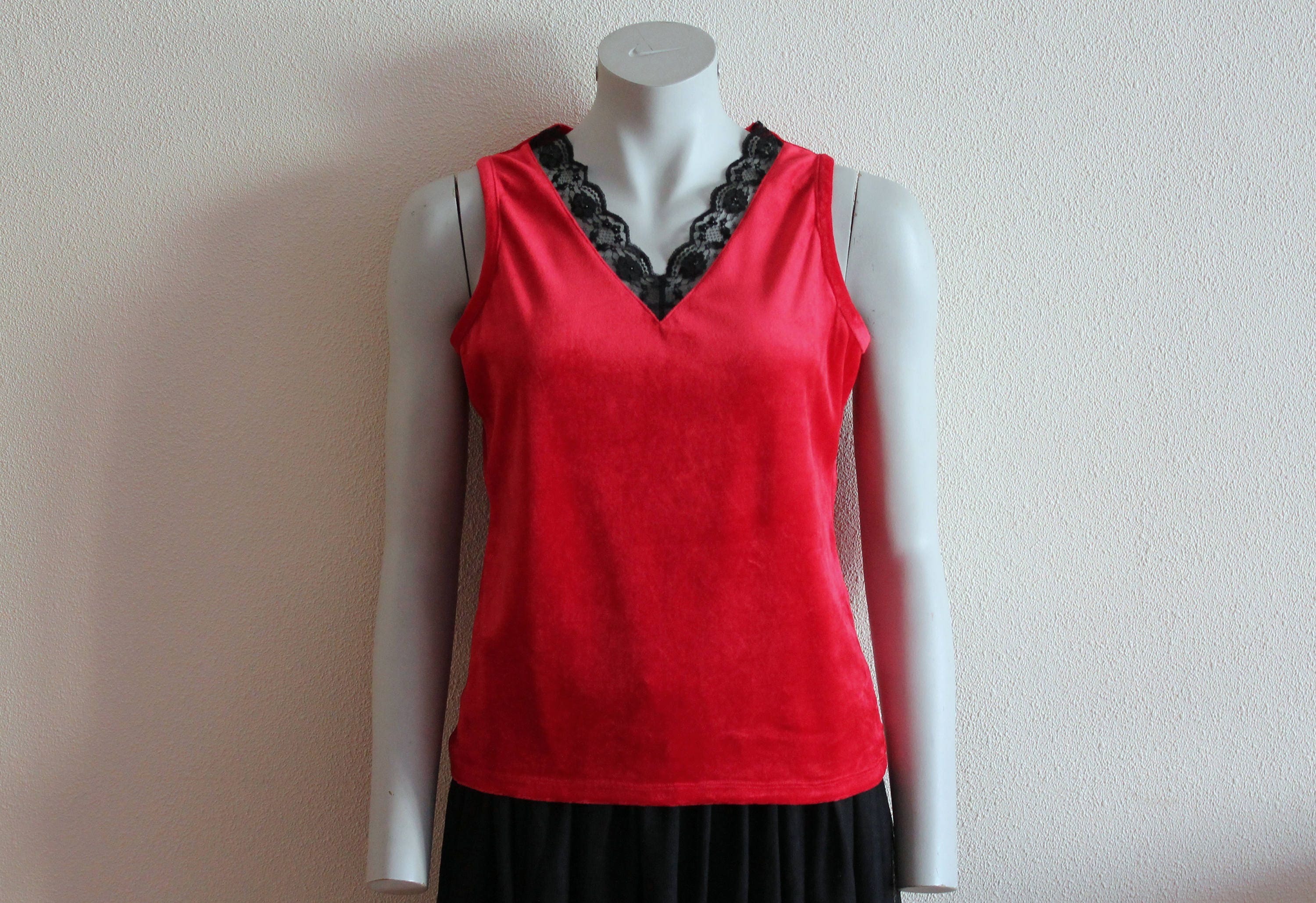 Vintage Top Red Top Women Velvet Top Red Women Top Red Velvet Top ...