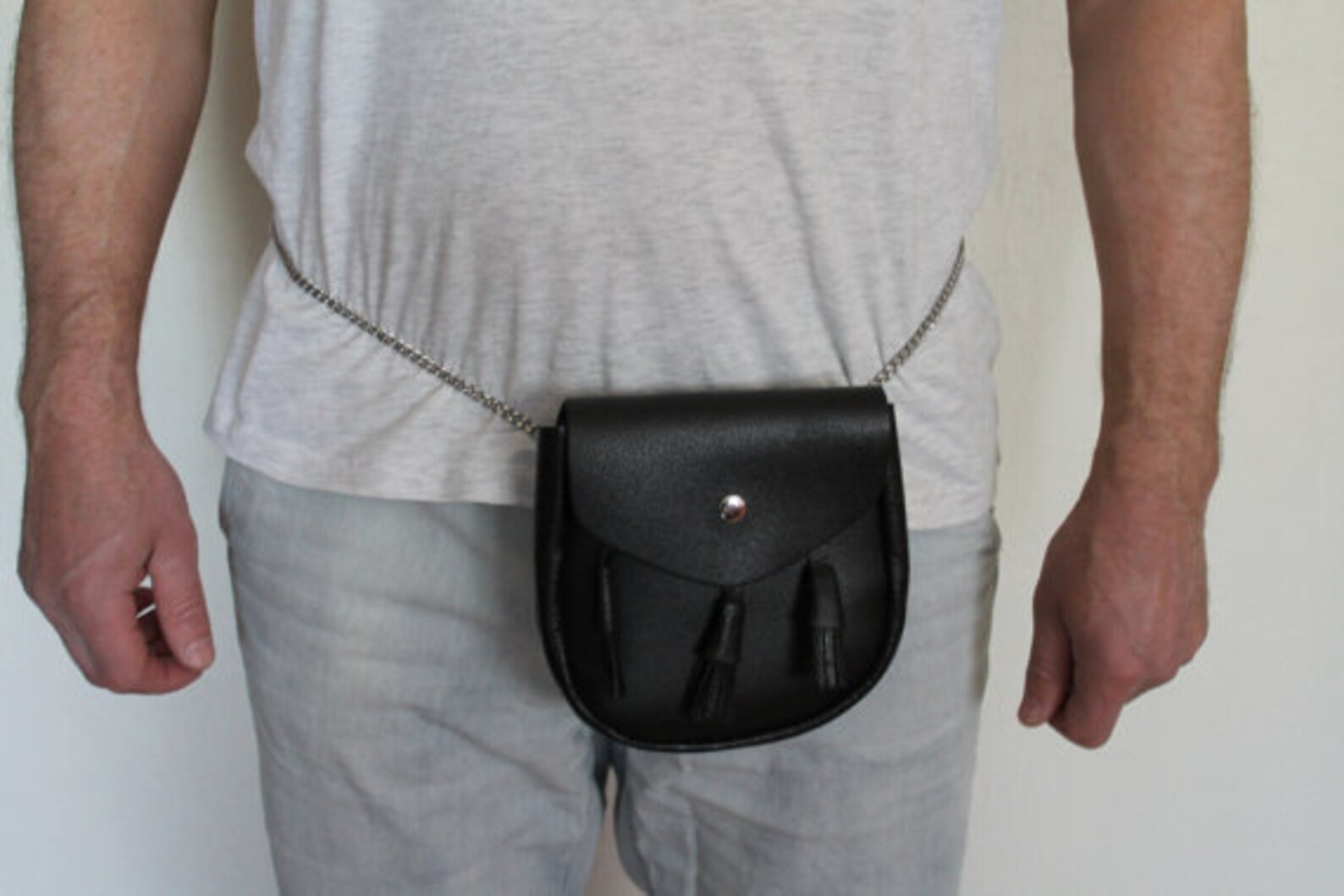 Sporran Black Leather Kilt Bag Scottish Style Bag Kilt Pouch Sporran ...