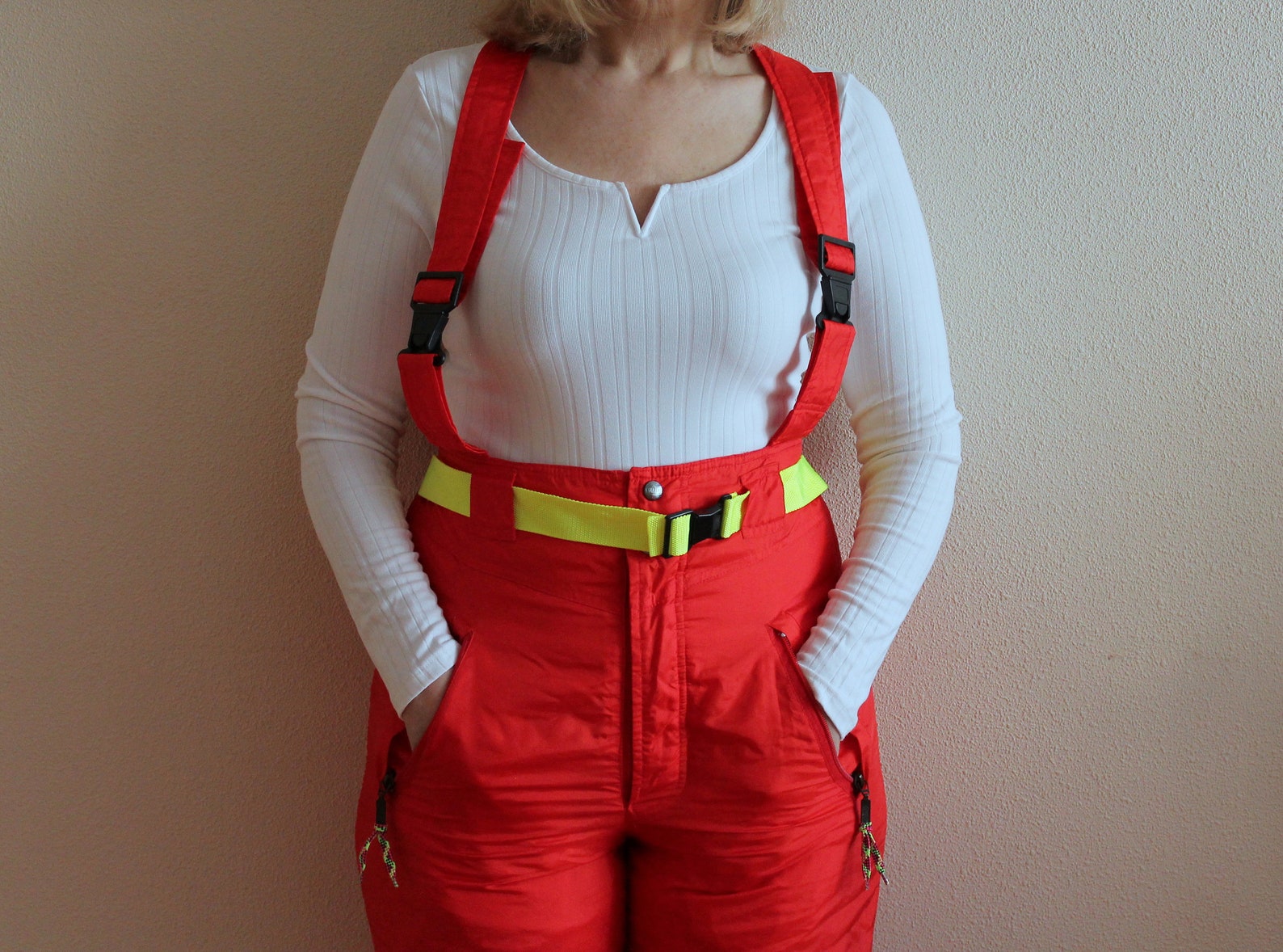 Red Ski Pants Vintage Ski Pants One Piece Ski Suit Retro Overalls ...