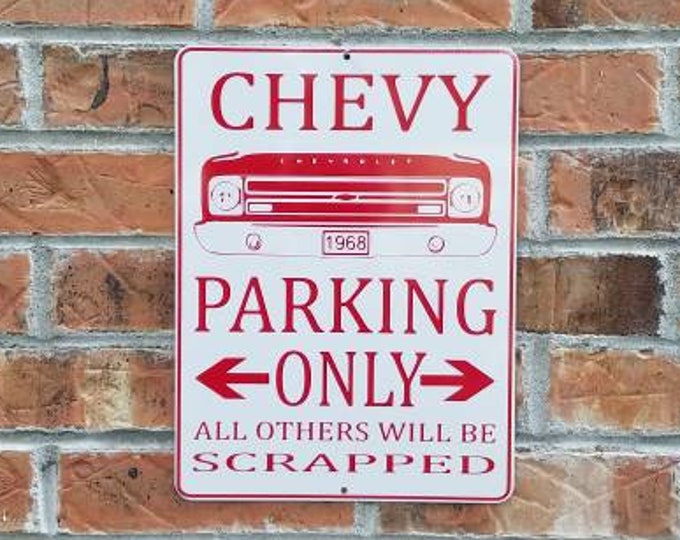 1968 Chevy C10 K10 Parking Only Sign Red on White Sign - Etsy