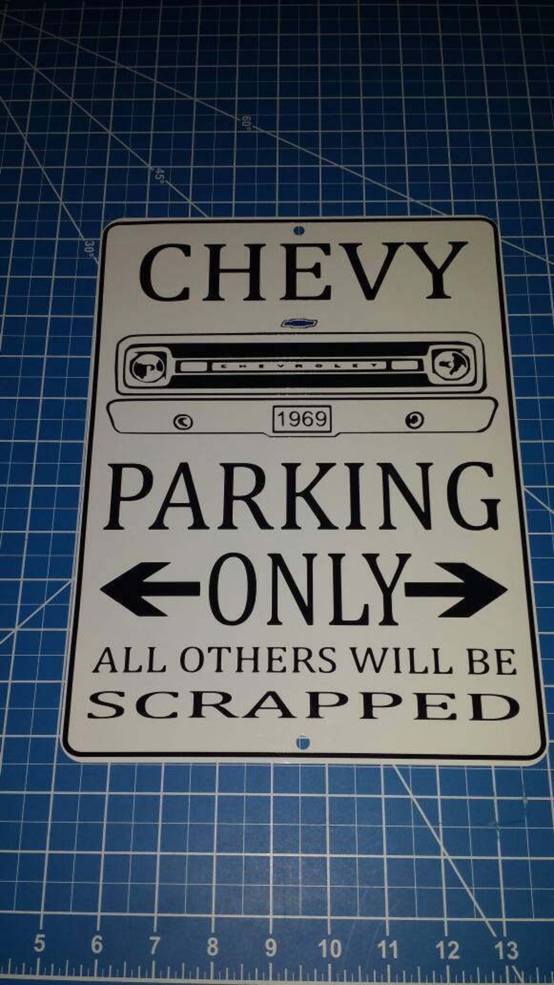 1969 Chevy C10 K10 Parking Only Sign Black With Blue Bowtie - Etsy