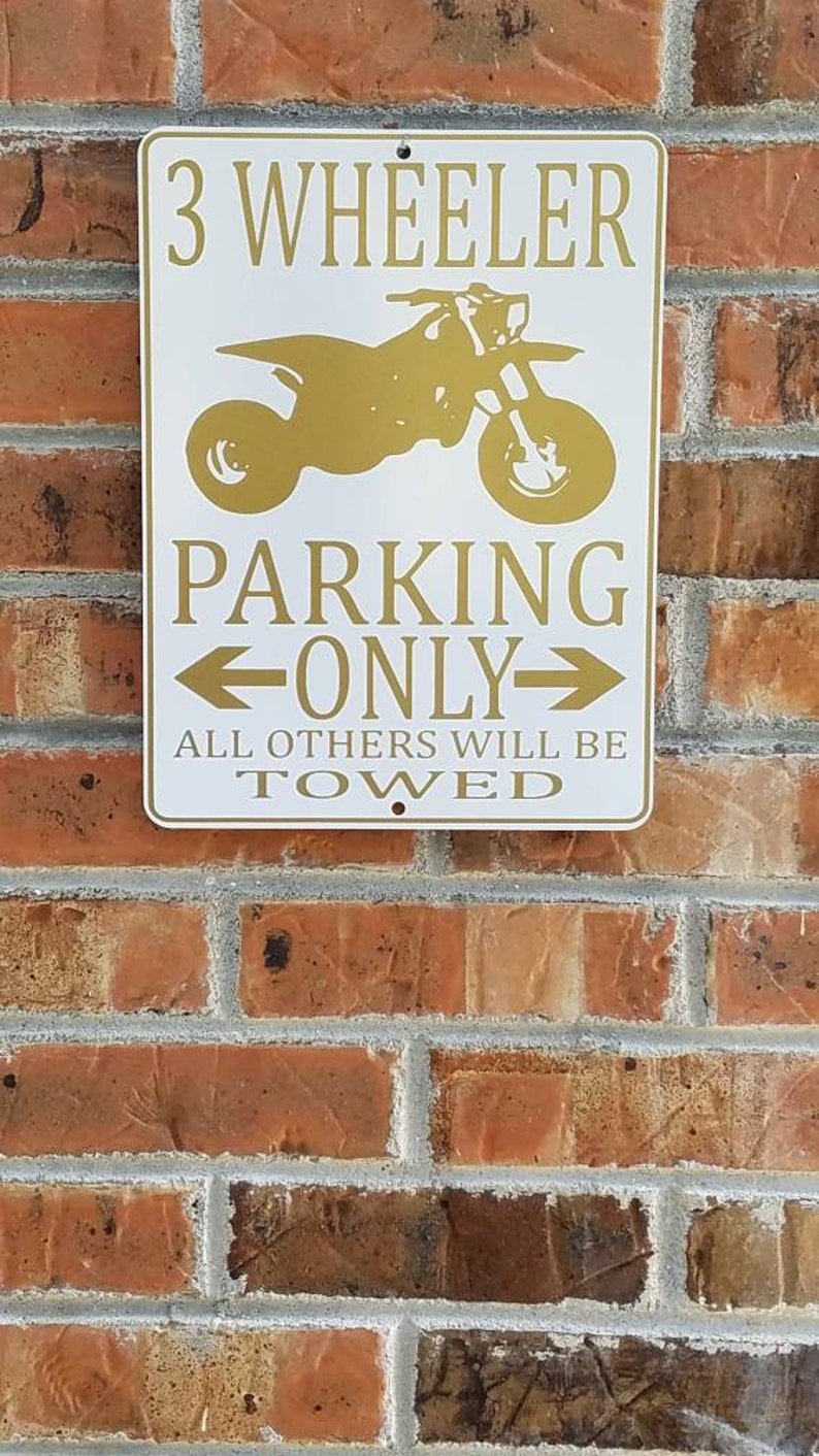Three Wheeler Atc Parking Only Sign Gold on White - Etsy
