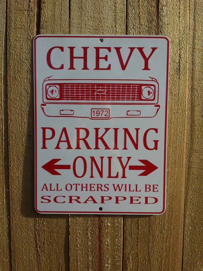 1972 Chevy C10 K10 Parking Only Sign Red on White - Etsy