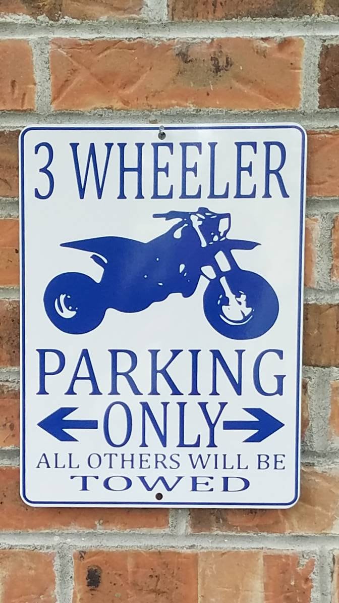 Three Wheeler Atc Parking Only Sign Blue on White - Etsy