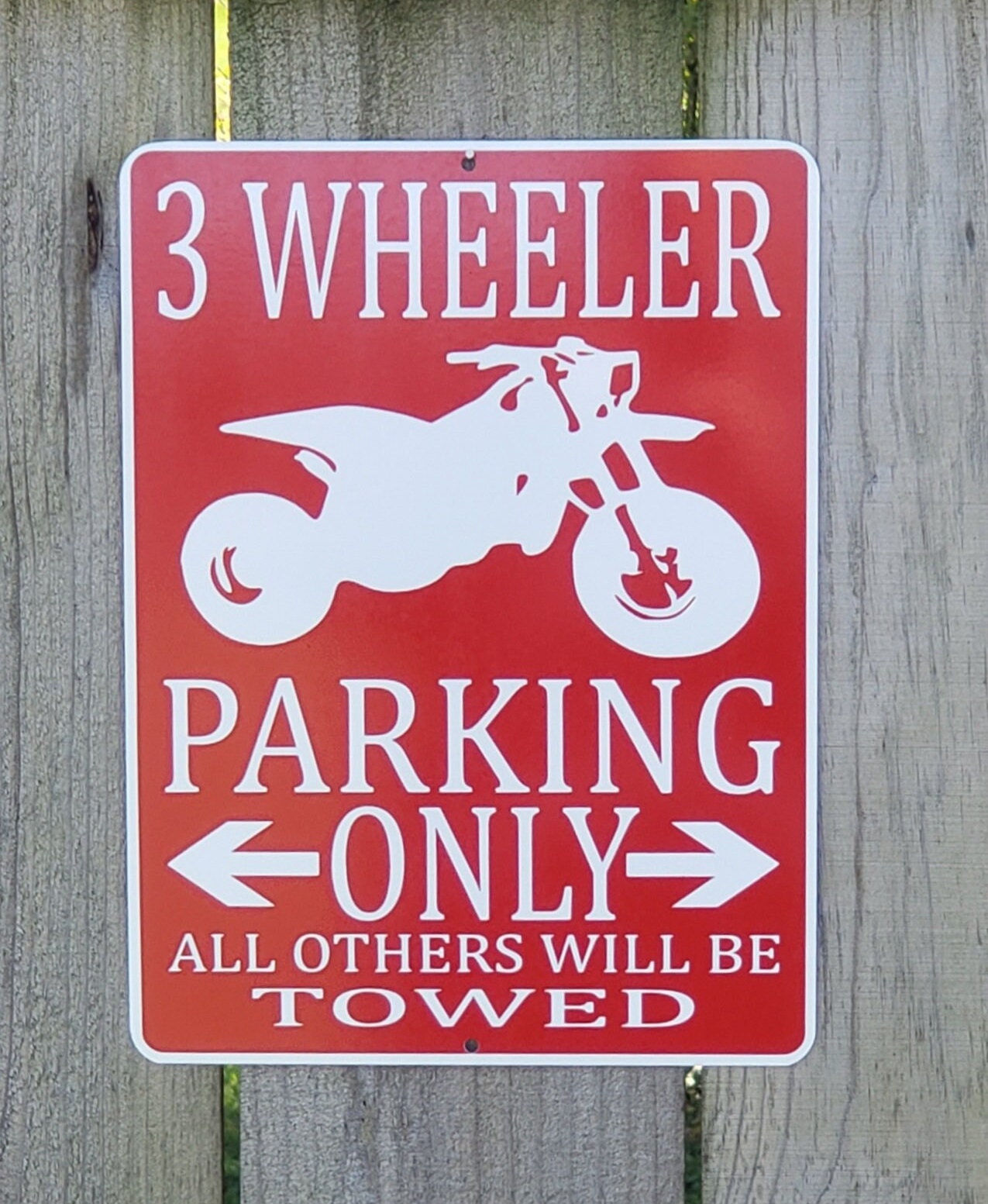 Three Wheeler Atc Parking Only Sign White on Red Backround or Black ...