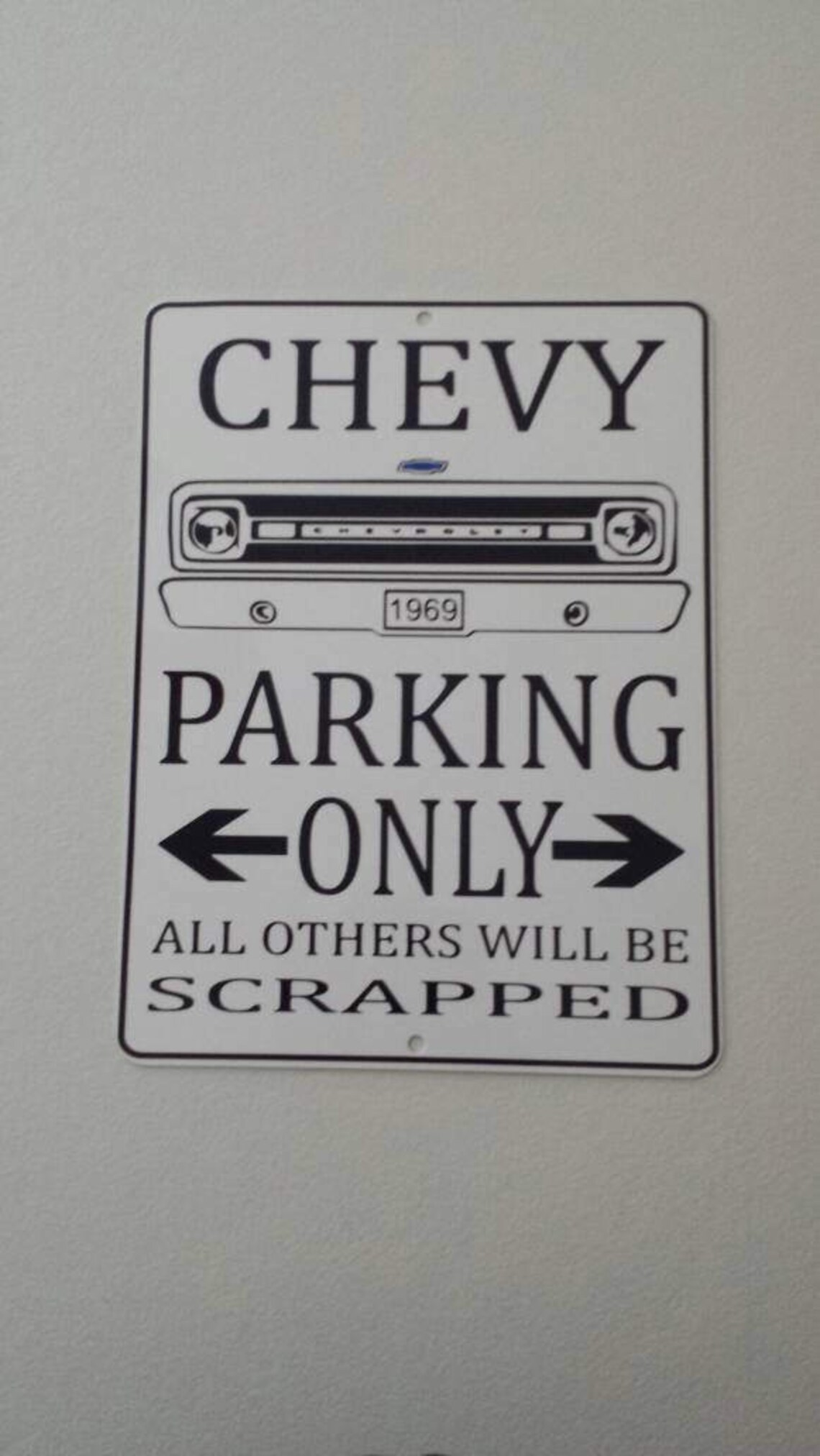 1969 Chevy C10 K10 Parking Only Sign Black With Blue Bowtie - Etsy