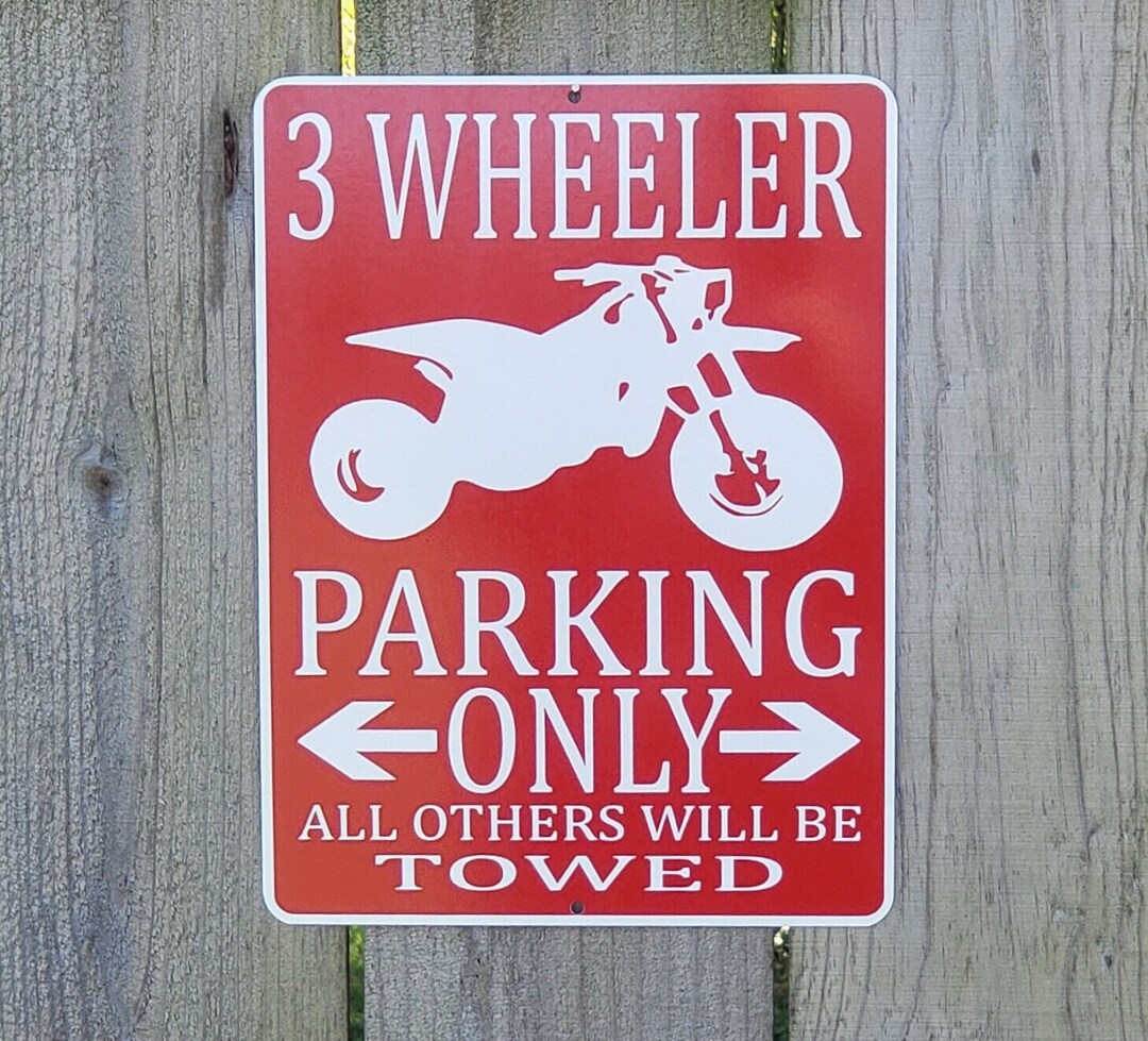 Three Wheeler Atc Parking Only Sign White on Red Backround or Black ...