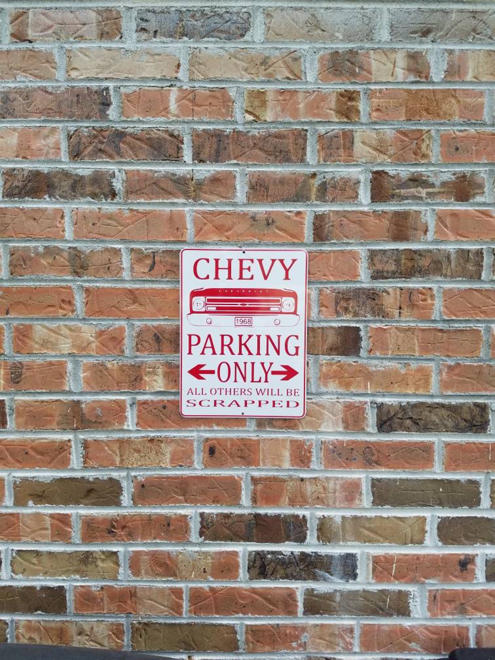 1968 Chevy C10 K10 Parking Only Sign Red on White Sign - Etsy