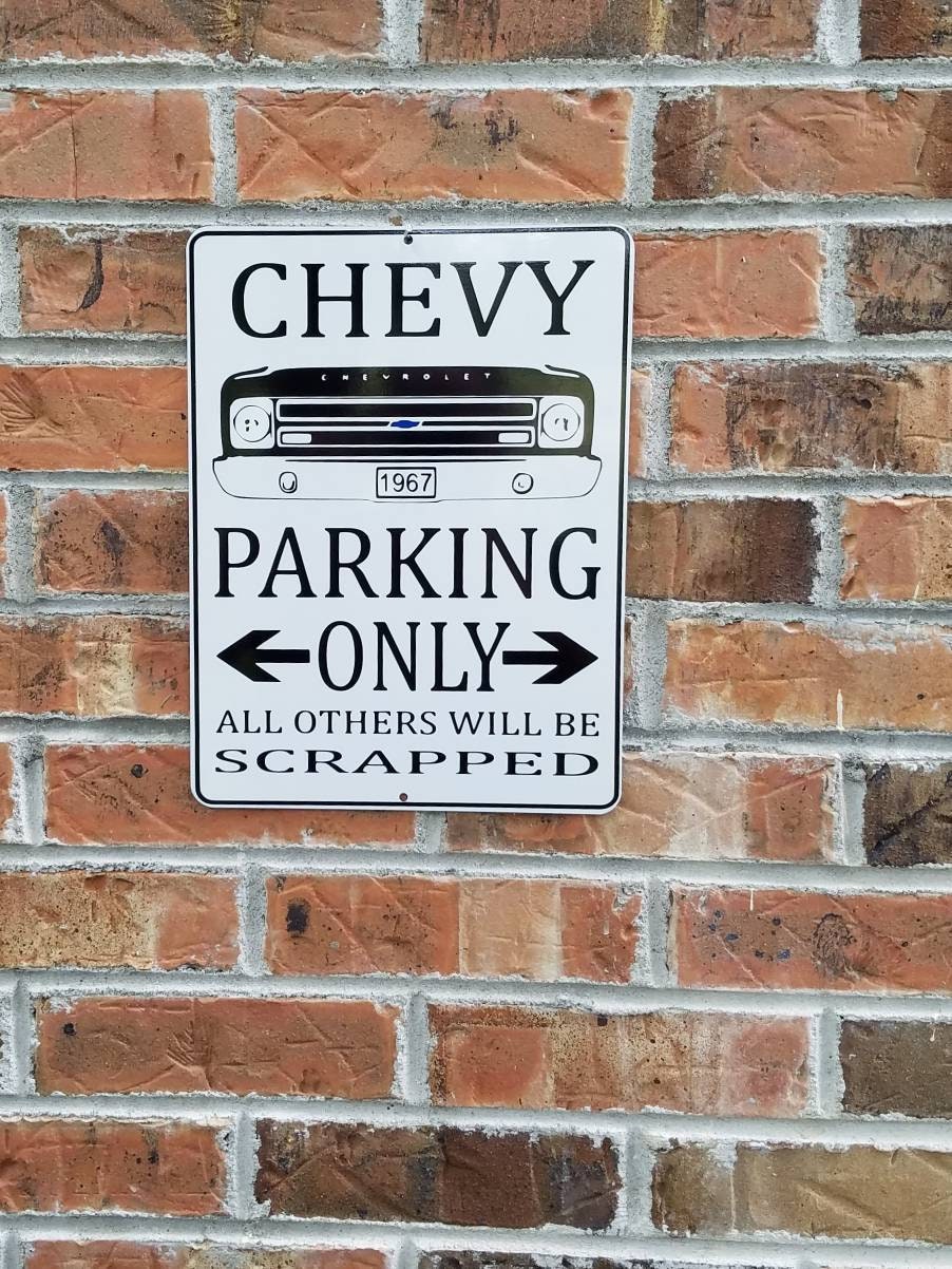 1967 Chevy C10 K10 Parking Only Sign Black With Blue Bowtie - Etsy