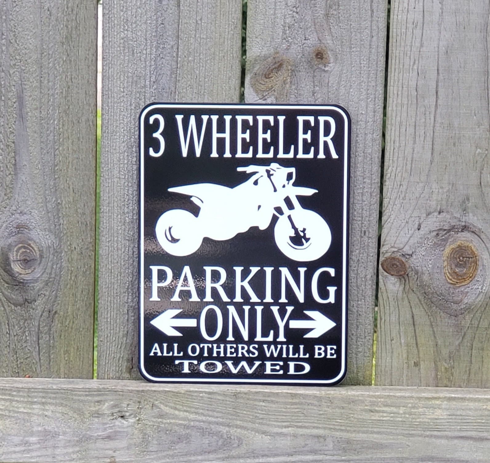 Three Wheeler Atc Parking Only Sign White on Gloss Black Sign - Etsy
