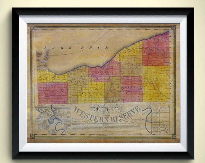 Vintage Map - "map of the Western Reserve" (1842) - 16x20" - Etsy