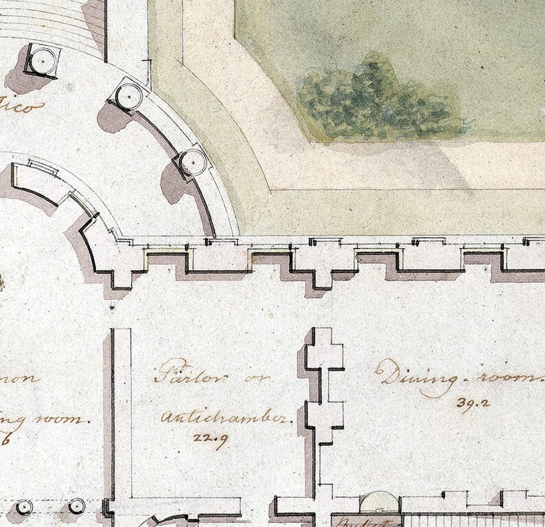 1803 White House Architectural Drawing - Benjamin Latrobe Architectural ...