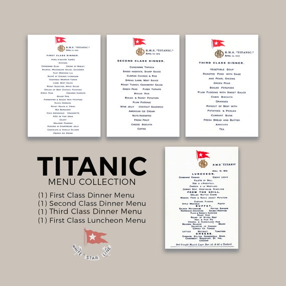Titanic Menu Collection DIGITAL DOWNLOAD | Etsy